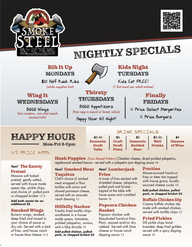 Menus - Smoke and Steel