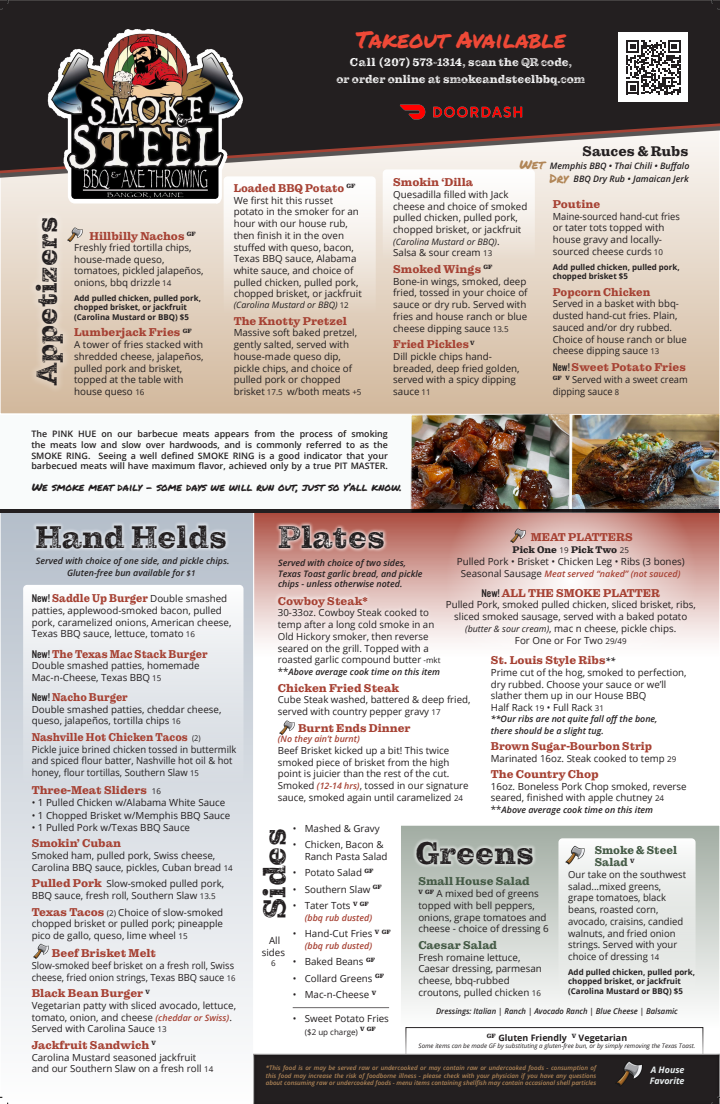 Menus - Smoke and Steel